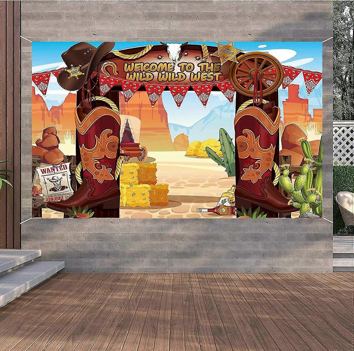 Western Cowboy Backdrop Wild West Cowboy Theme Party Banner Desert ...