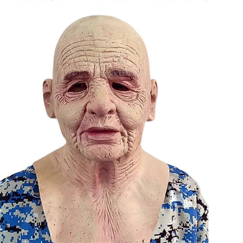 Old Woman Latex Mask Halloween Creepy Wrinkle Face Mask Headgear ...