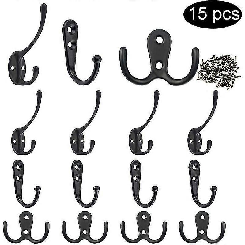 Coat Hooks 15 Pieces Coat Hooks Double Coat Hooks Retro Coat Hooks Coat ...