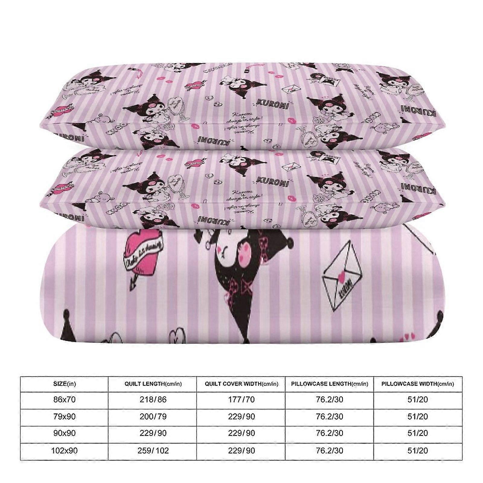 Yt501 Kuromi Print Bedding Set Pattern Duvet Cove Set 3 Pieces 1 Quilt ...