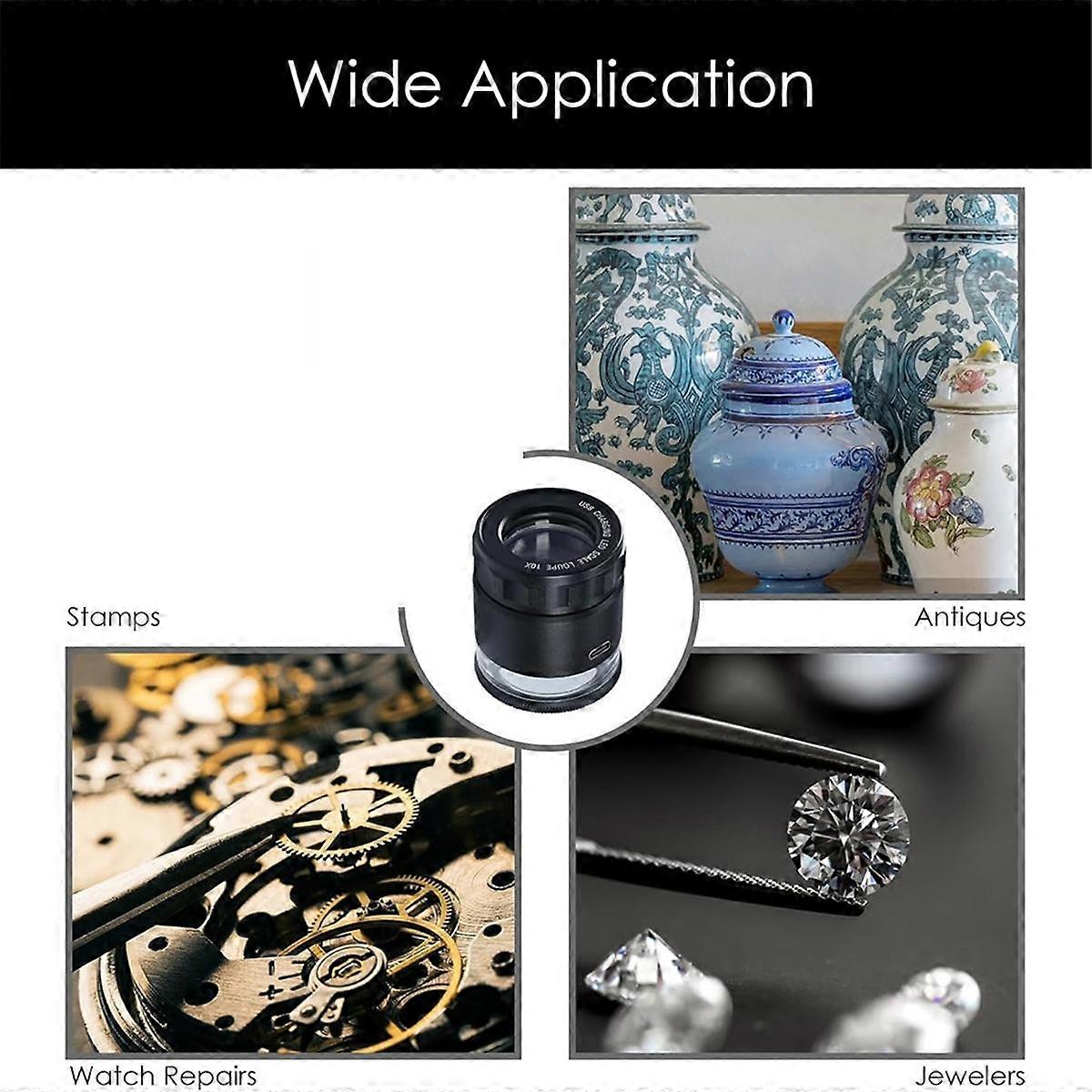 10X Rechargeable Magnifier with Optical Glass Lens with Removable Multi ...