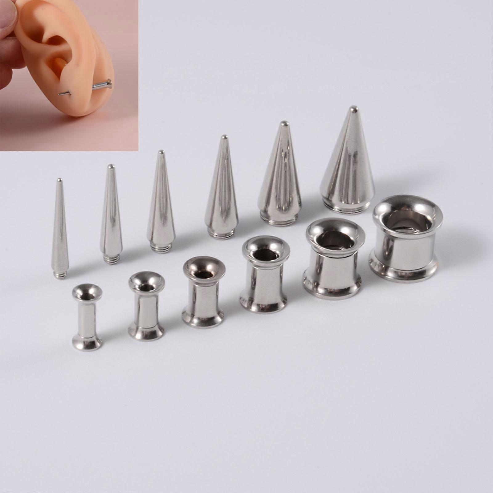 6x Stainless Steel Ear Gauge Stretching Kit Plug Taper Insertion Pin ...