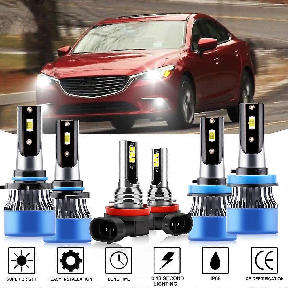 Roadsun 4/6PCS LED Headlight High Low Beam Luces Fog Light Bulbs Combo ...