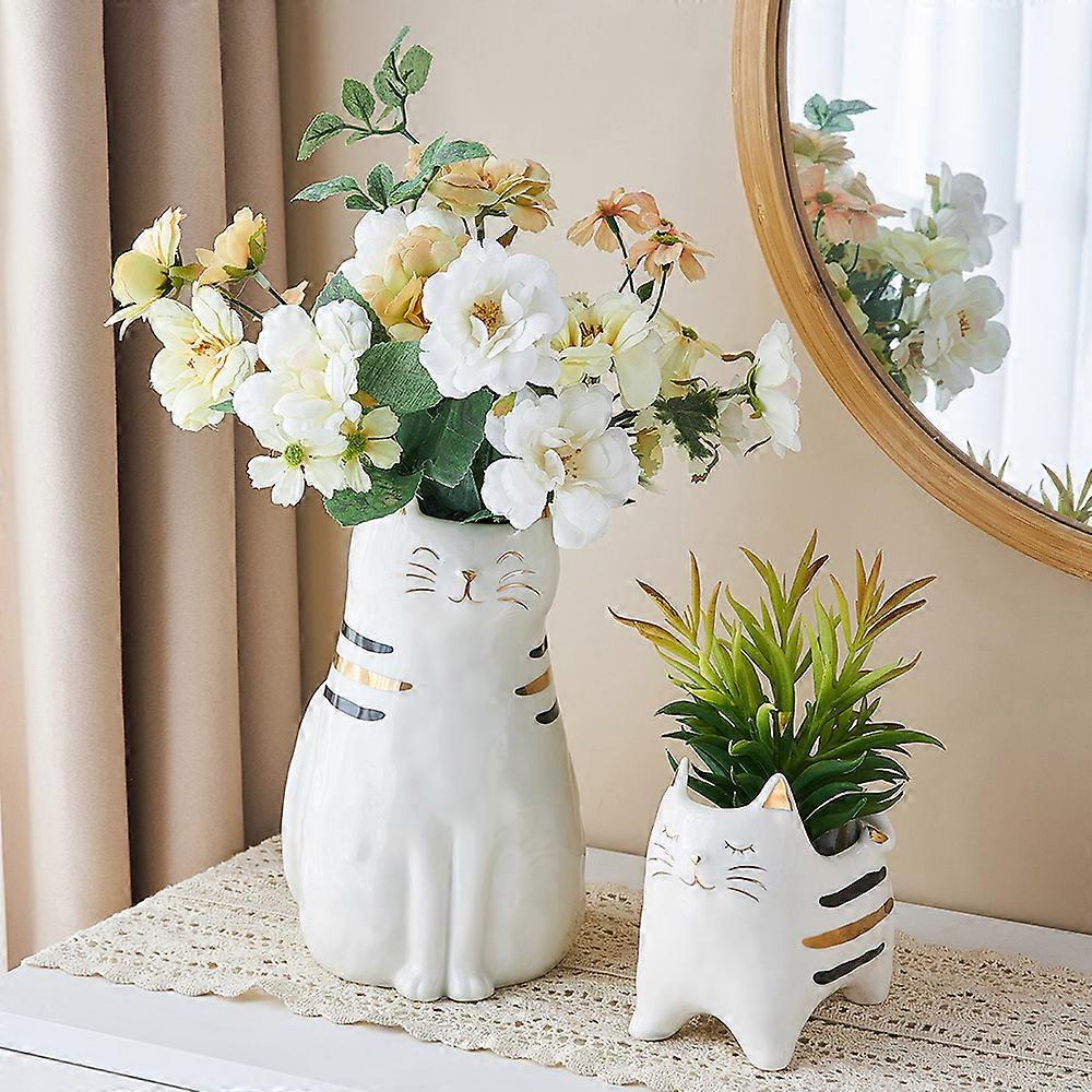 Ceramic Cat Flowerpot Creative Vase Animal Sculpture Plant Pots ...