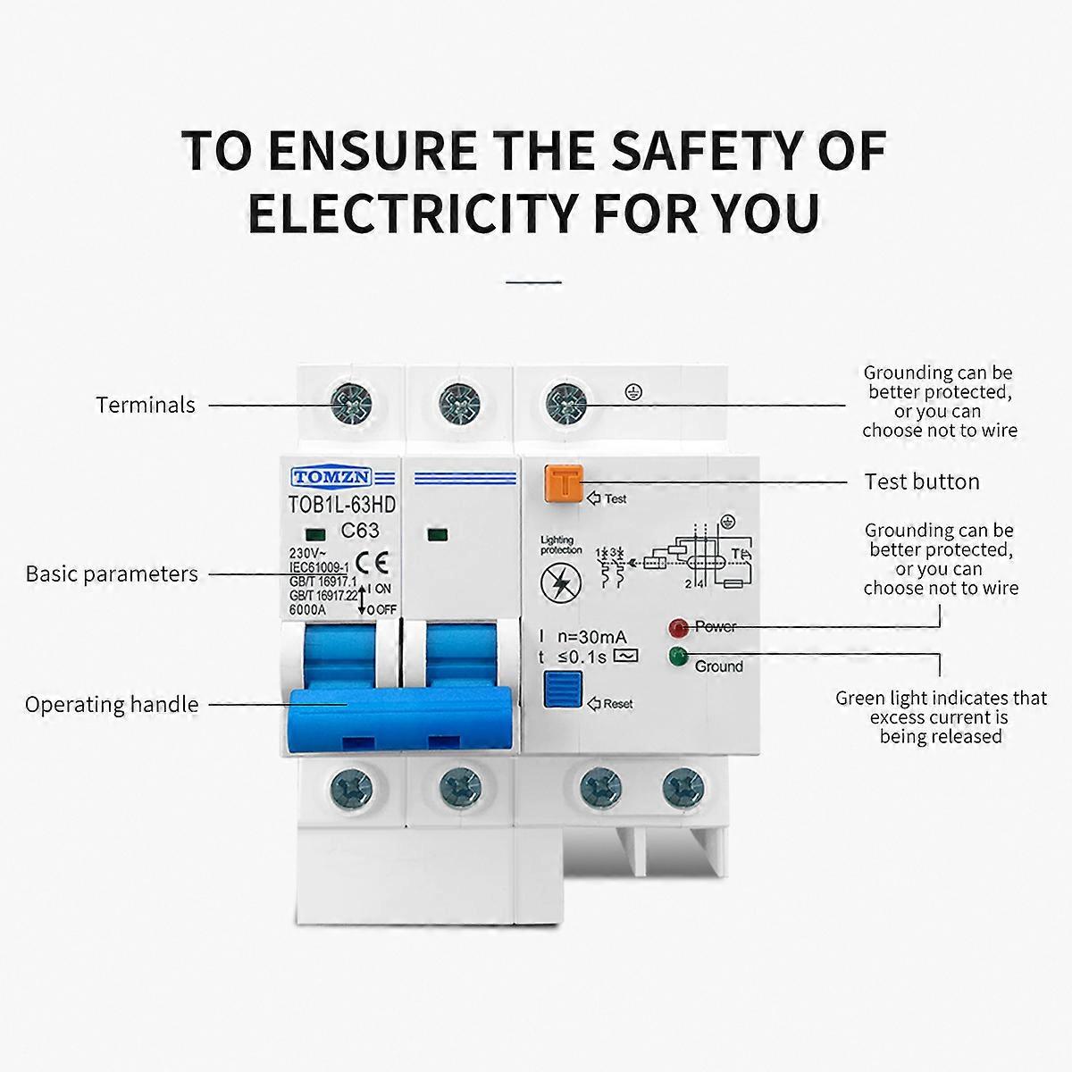 Residual current circuit breaker Main switch with surge protector RCBO ...