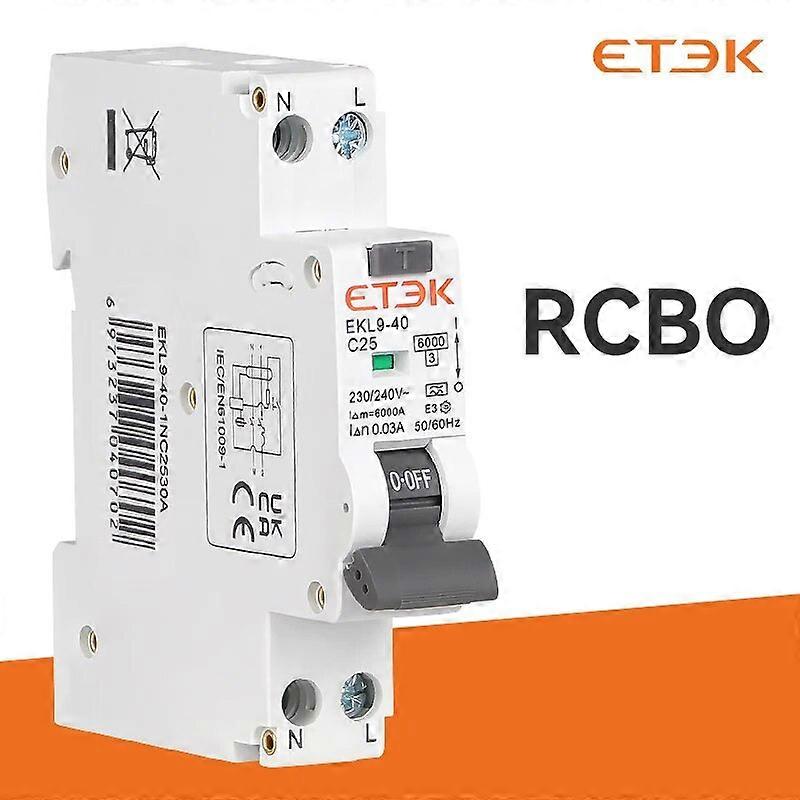 ETEK RCBO Type A Residual Automatic Circuit Breaker 6KA 1P+N 2P 16a 20a Curve CWith Over Current ...