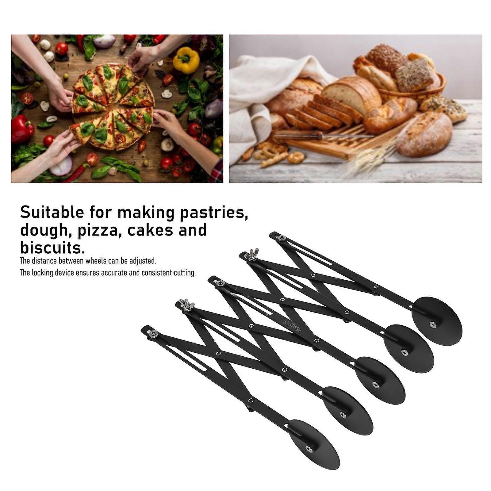 Stainless Steel Dough Knife Expandable Pizza Cutter Multi Wheel Pastry ...
