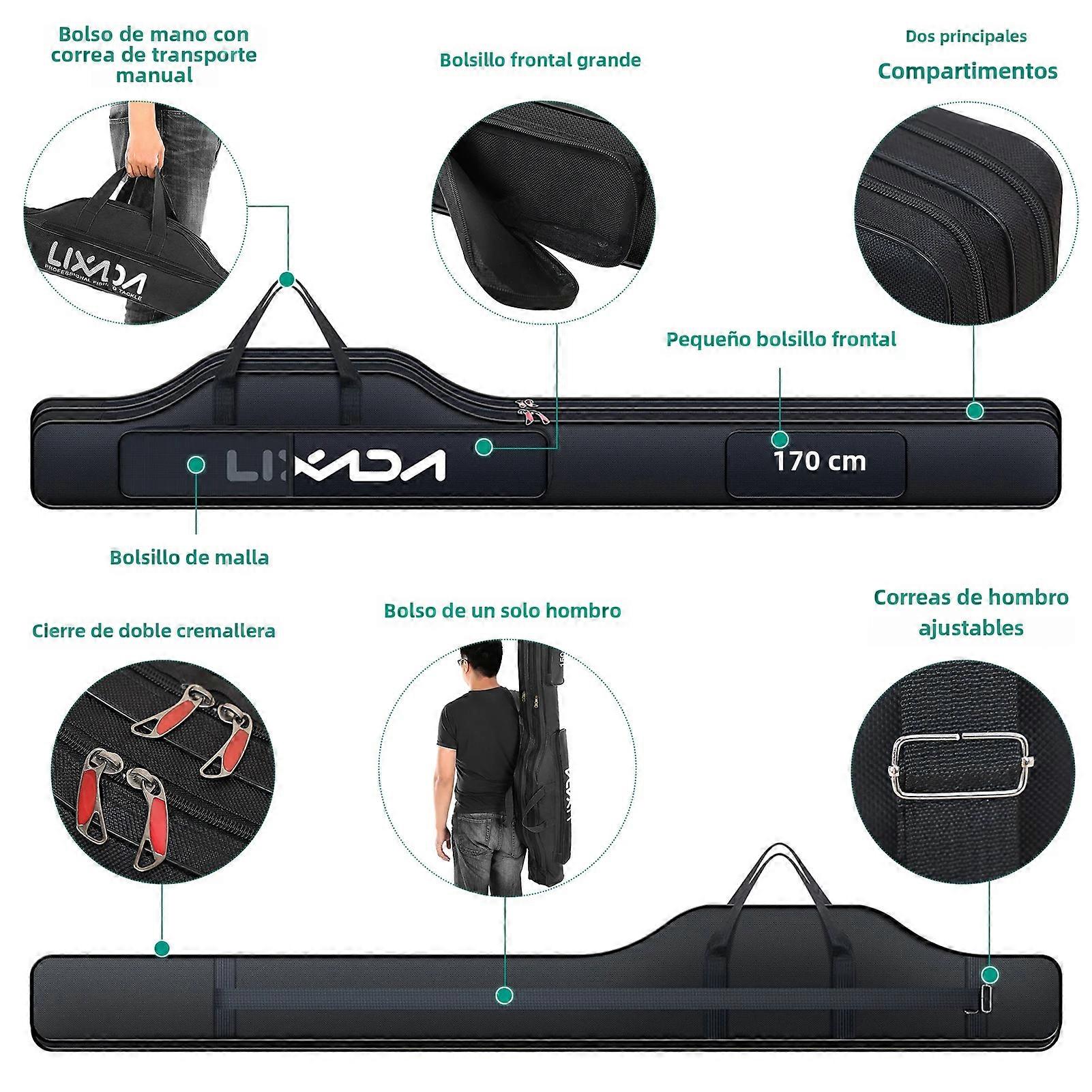 Lixada Fishing Bag 190cm Portable Foldable Fishing Rod and Reel Storage Case Fishing Gear Bag ...