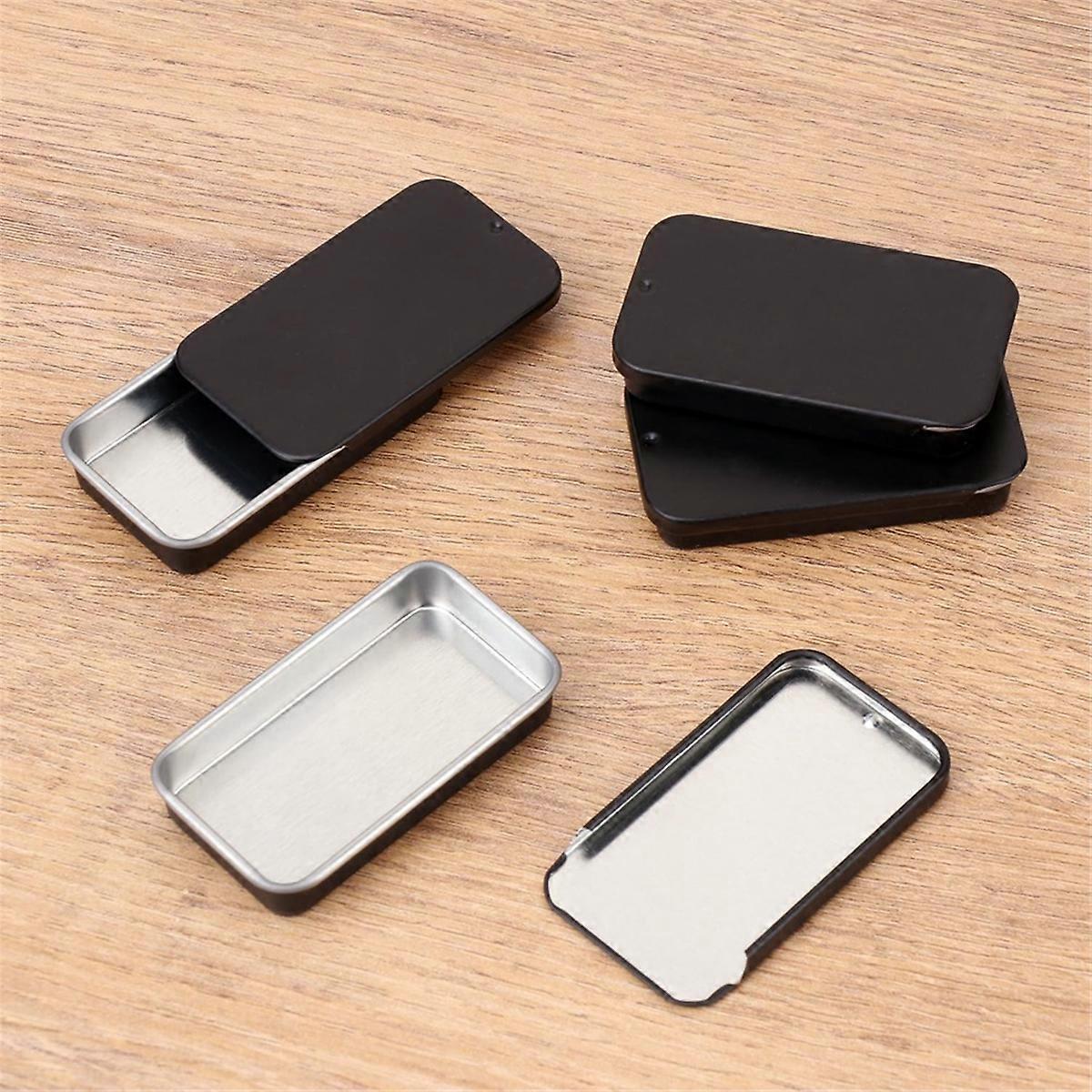 60 Pack Black Mini Rectangular Metal Tins Boxes with Sliding Lids ...