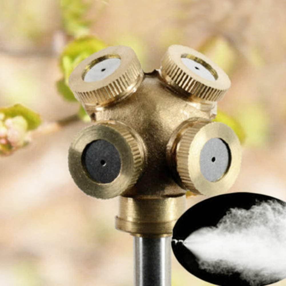 4 Holes Professional Misting Nozzle Brass Spray Fogger Nozzles Garden ...