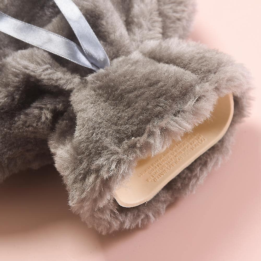 Luxury Cosy Faux Fur Pom Pom Hot Water Bottle - 2 Litre (slate Grey ...