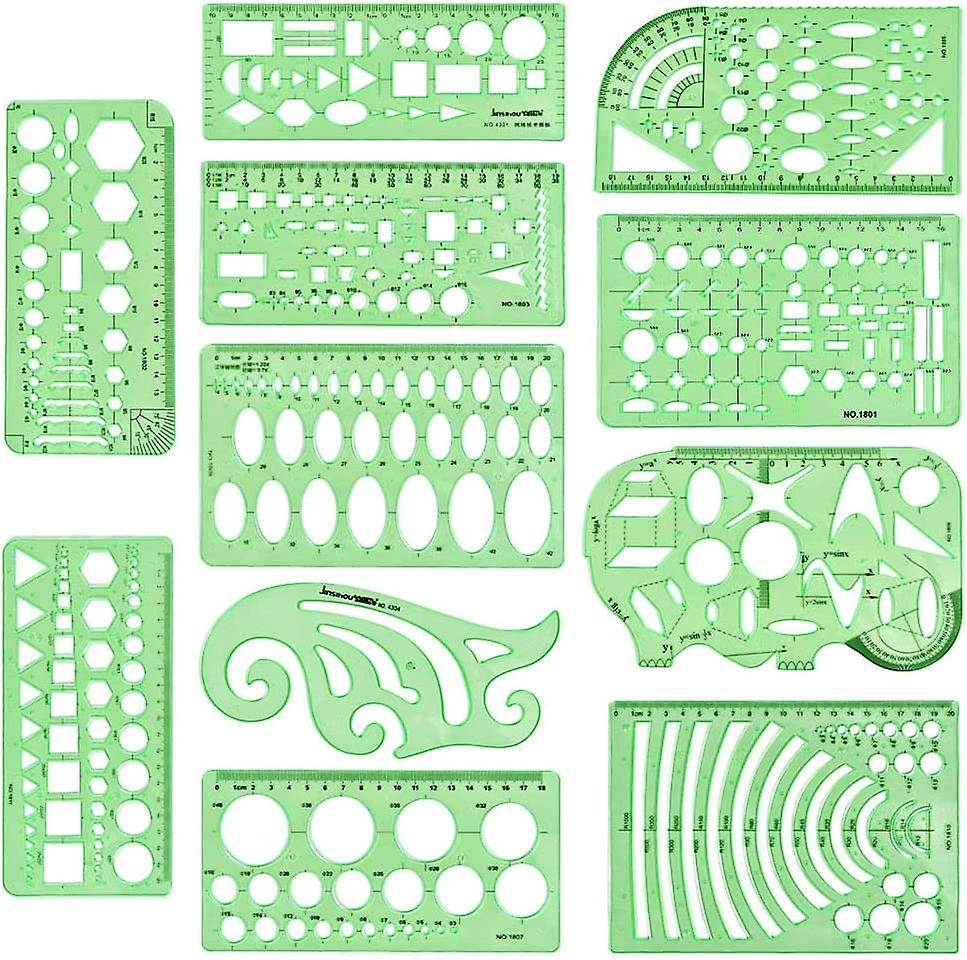 Pxcl 11 Pieces Plastic Measuring Templates Circle Template Geometric ...