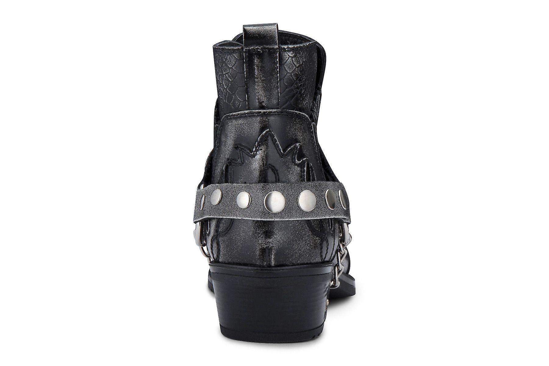 Mens Leather Grey Croc Cuban Biker Cowboy Ankle Boots | Fruugo US