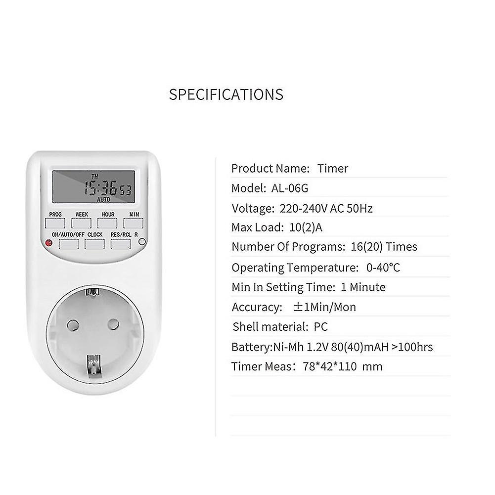 Electric Digital Socket With Timer Socket Timer Plug 220v Time Control ...