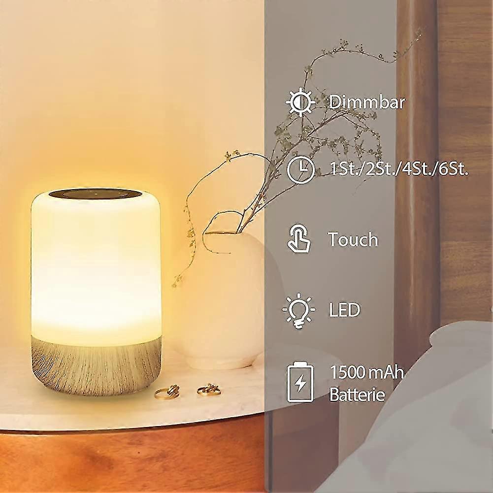 Led Bedside Lamp Touch Dimmable, Table Lamp Battery Operated 8 Colors ...