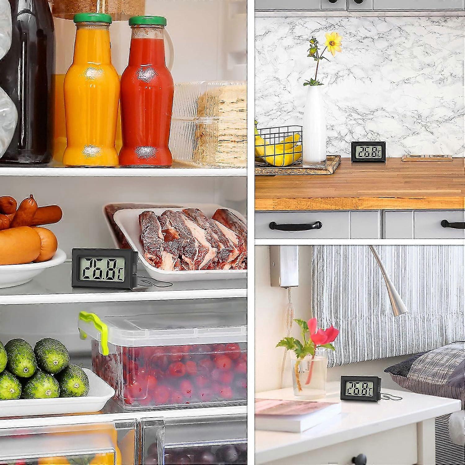 4 Pcs Refrigerator Thermometer, Digital Lcd Thermometer With Waterproof ...