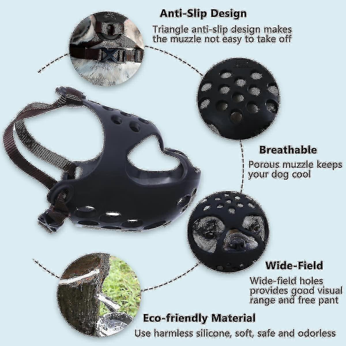 Short Snout Dog Muzzle,soft Silicone Adjustable Breathable Bulldog ...