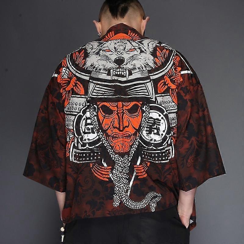 Kimono Man Japanese Clothes Yukata Male Samurai Costume Haori Obi Beach ...