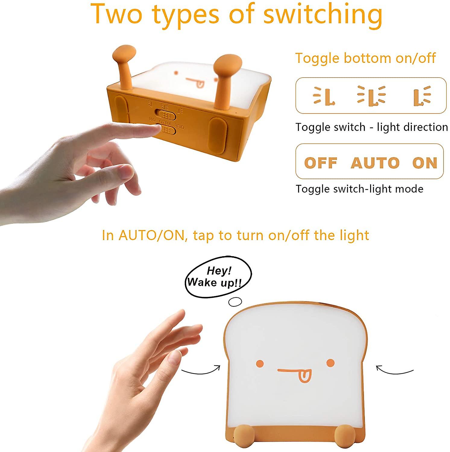 Cute Night Light Toast Bread Led Night Lamp With Rechargeable And Timer ...