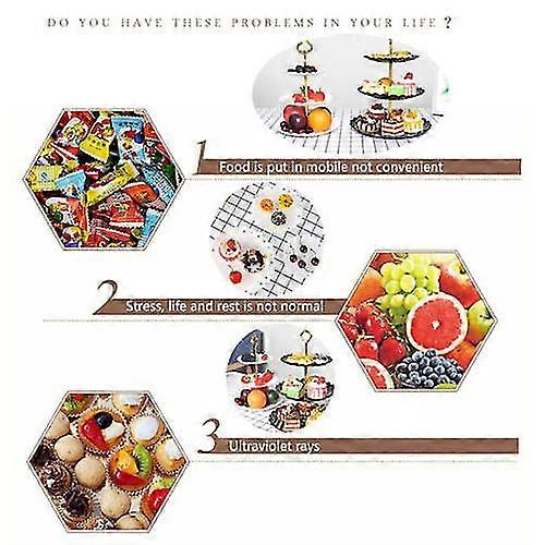 3 Tier Festive Party 3 Tier Fruit Plate Dessert Candy Plate Cake Stand ...