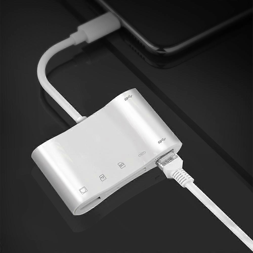 Type A 6 in 1 Lightning Hub RJ45 Ethernet Adapter for iPhone iPad iPod ...