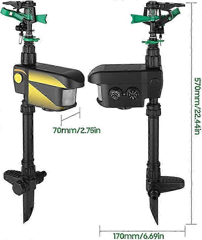 Solar-Powered Waterproof Timing Sensor Guard Water Jet Animal and Bird ...