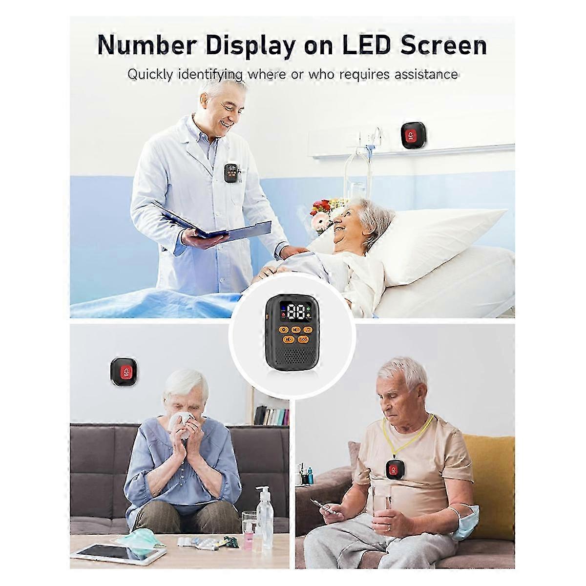 Wireless Caregiver Call Button for Elderly,Caregiver Pager Elderly Monitoring with Vibration ...