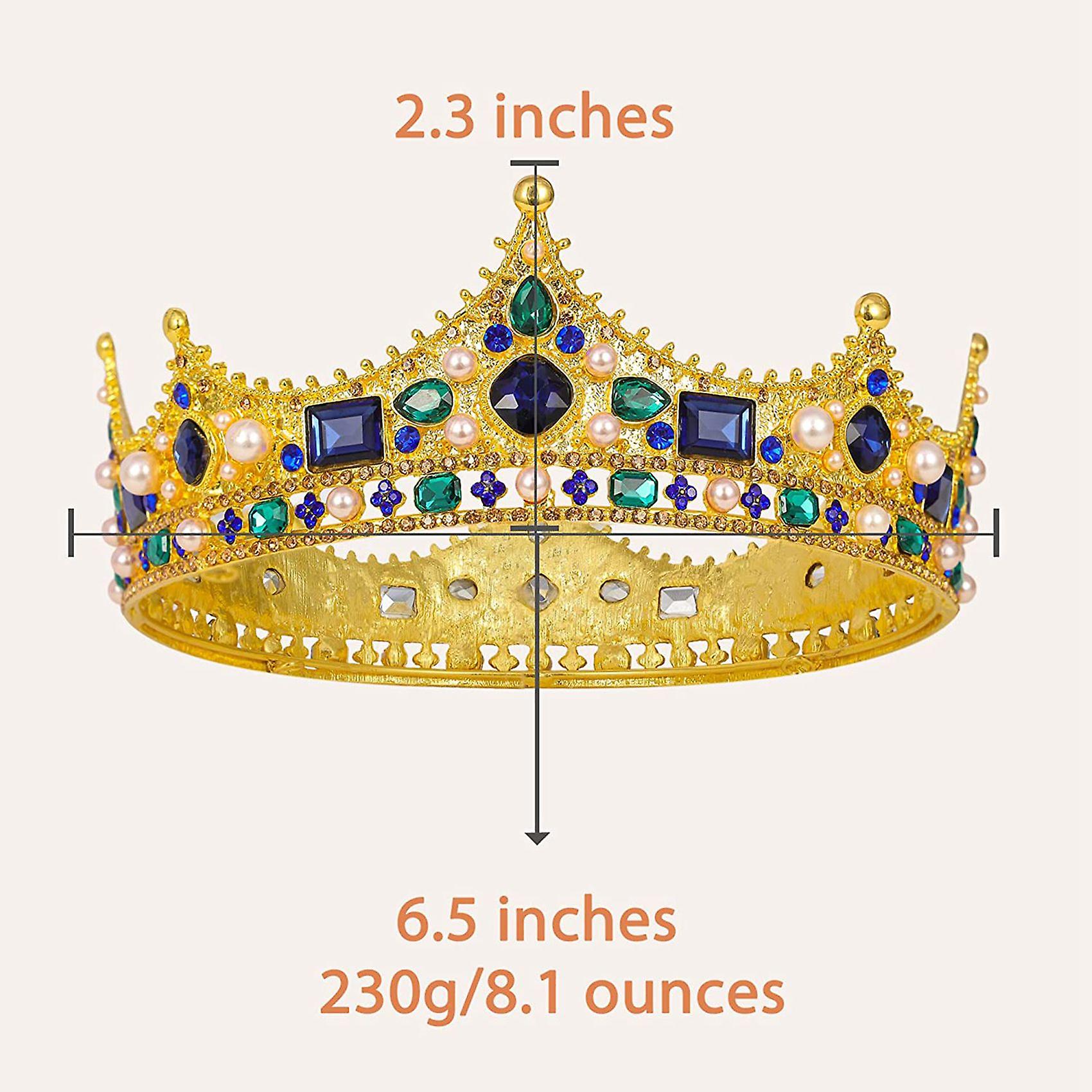 Gold King Crowns For Men - Baroque Vintage Rhinestone Crystal Crown ...