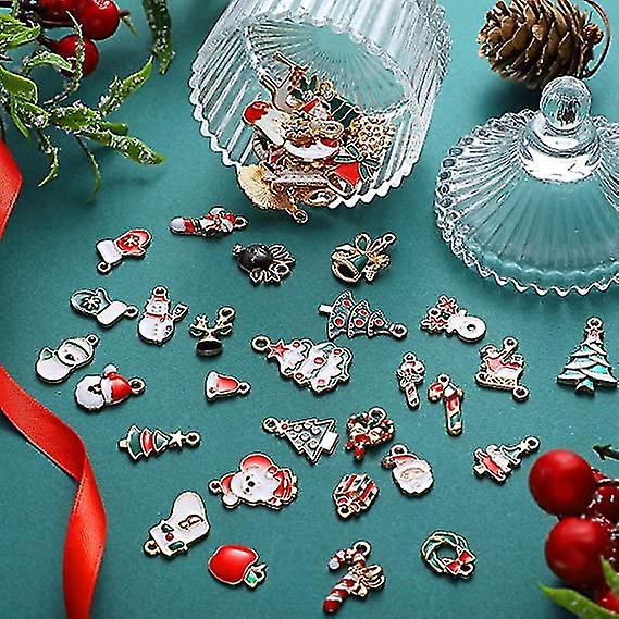 96 Pieces Cute Christmas Charms Pendants Santa Claus Pendants Mini ...