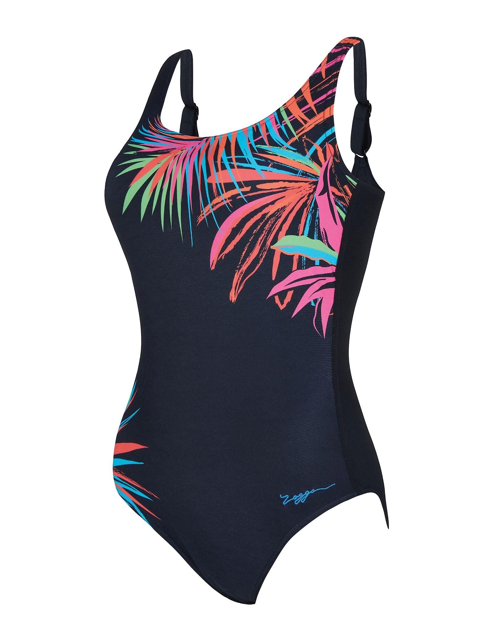 Zoggs Maya Adjustable Scoopback Swimsuit - Navy/Black | Fruugo UK