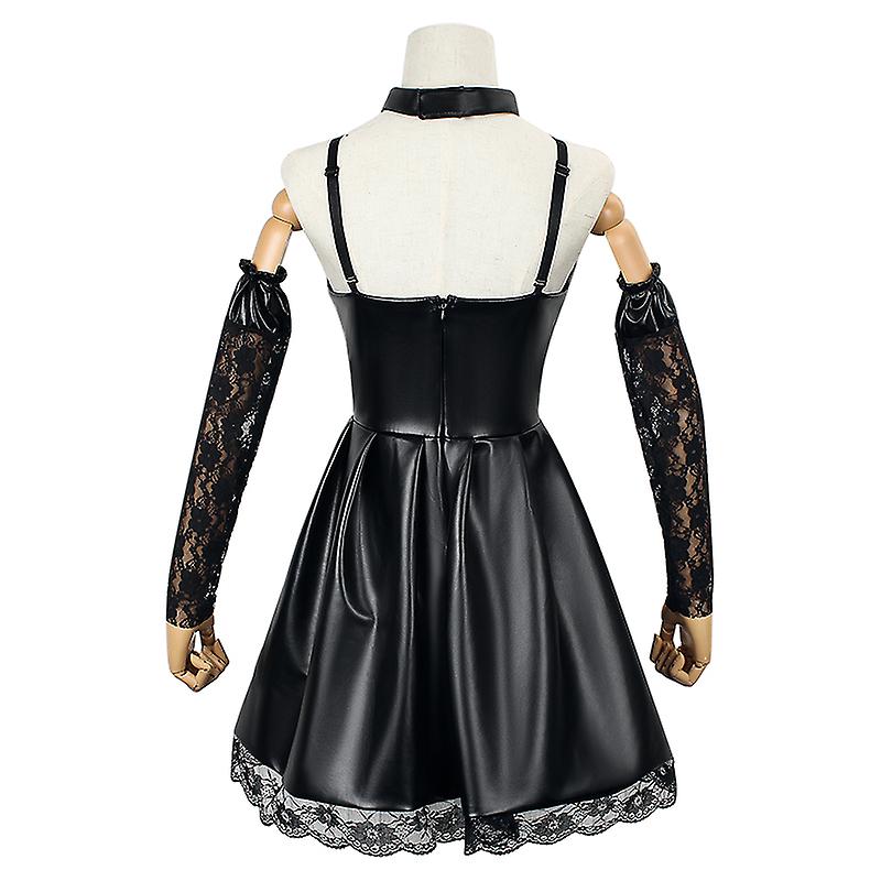 Death Note Cosplay Costume Misa Amane Imitation Leather Sexy Dress ...