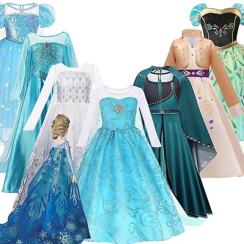 Disney Frozen Children Elsa Anna Costume For Kids Girls 4 8 10 Y ...