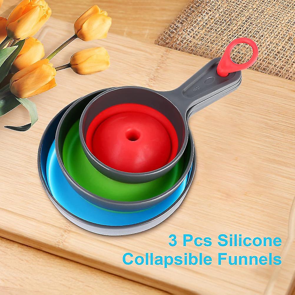 3PCS Mini Funnels Silicone Collapsible Funnel Wide Mouth Canning Funnel ...