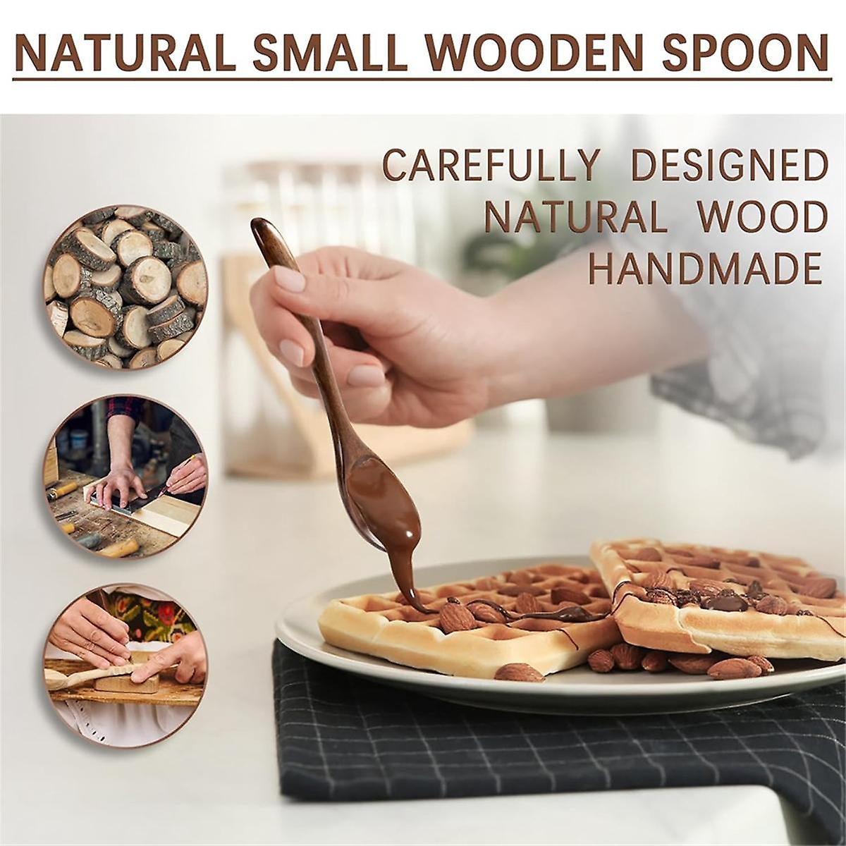 6 PCS Wooden Spoons, 6.5 Inch Small Wooden Spoons - Perfect for Soup ...