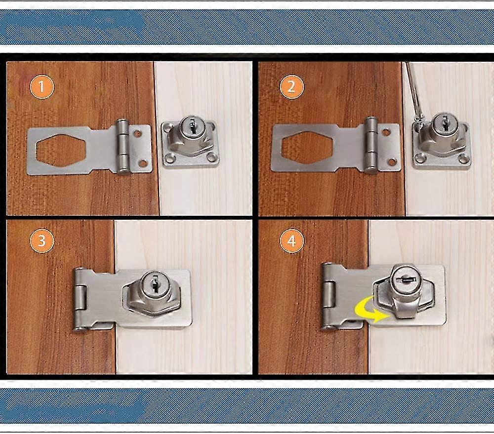 2 Pack Metal Lock Hasp 65mm Door Bolt Latch Buckle With Padlock And Key ...