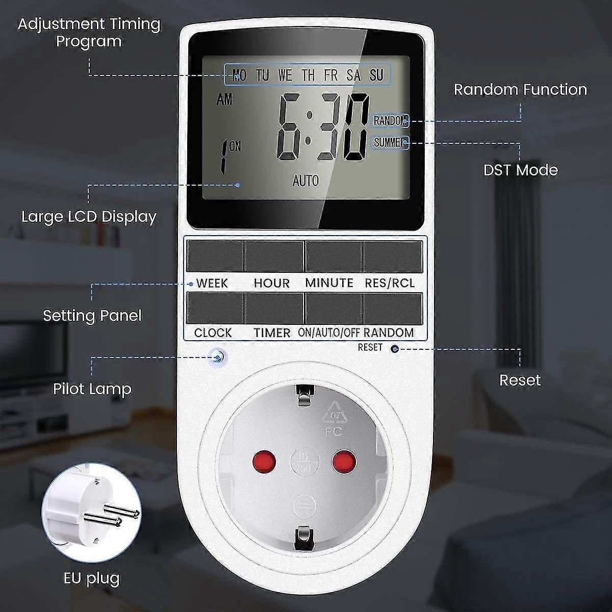 Digital Timer With Led Display Electrical Socket 16 Configurable Programs Summer Time Function ...