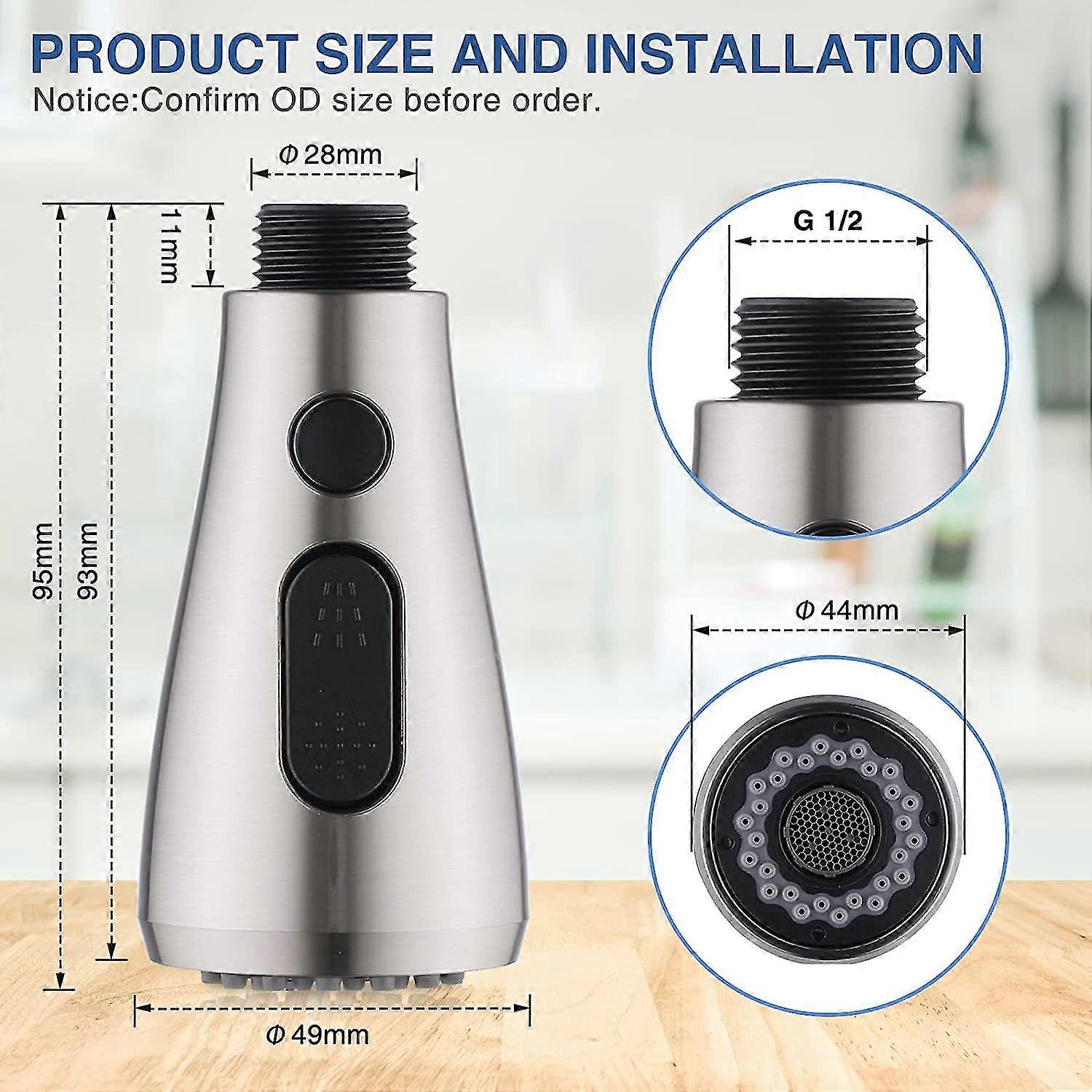 Hand Shower Faucet With Retractable Eco-Stop Button 3 Functions ...