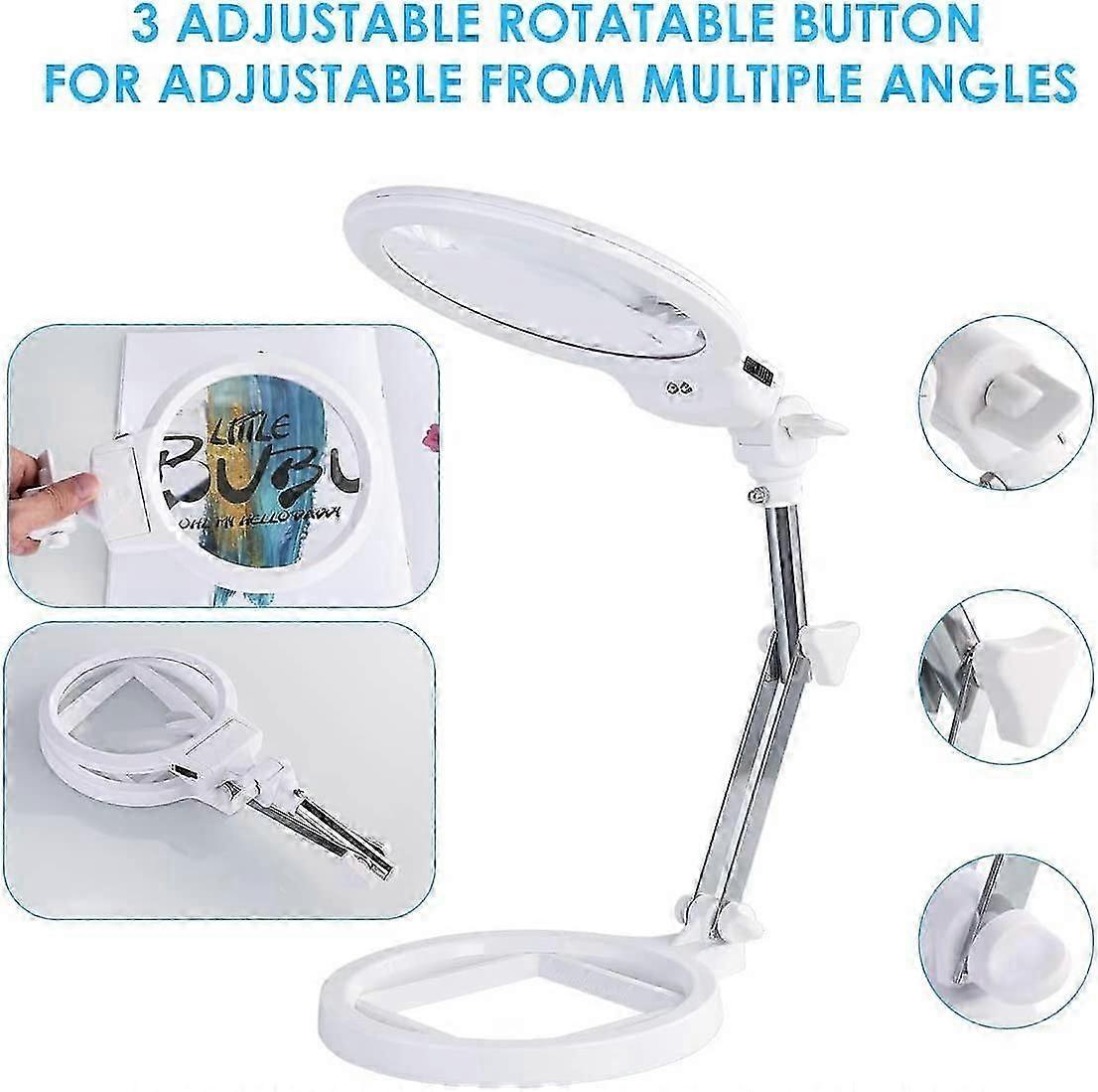 Large Desktop Magnifier,2X 6X Folding and Manual Table,Portable LED ...