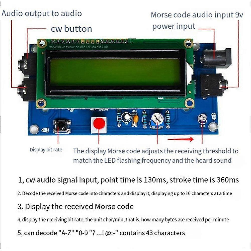 DIY CW Trainer Decoder Kit CW Decoder Morse Code Reader LCD Display | Fruugo UK