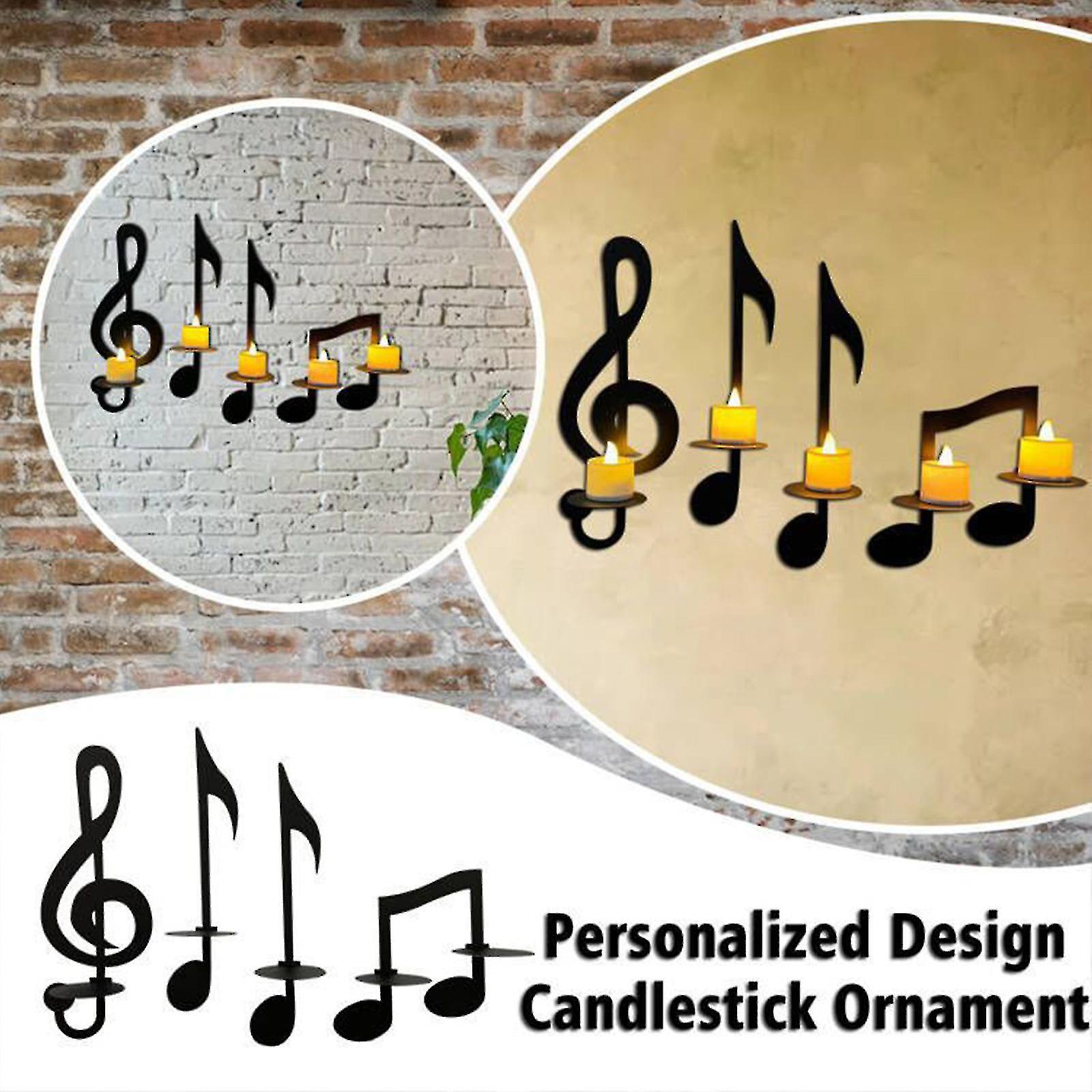 Black Music Note Wall Sconce Music Note Candle Holder Wall Decor ...