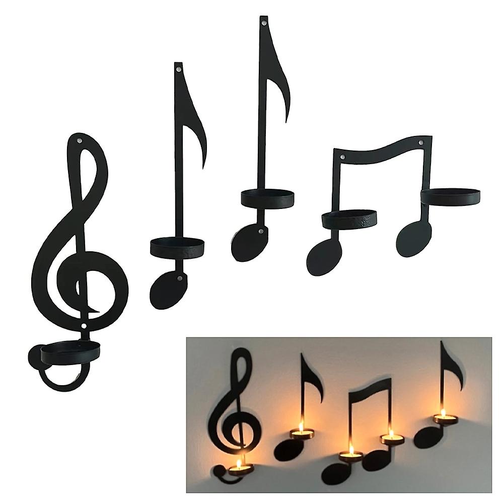 4pcs Wall Mounted Home Decor Music Note Gift Candle Holder Party ...