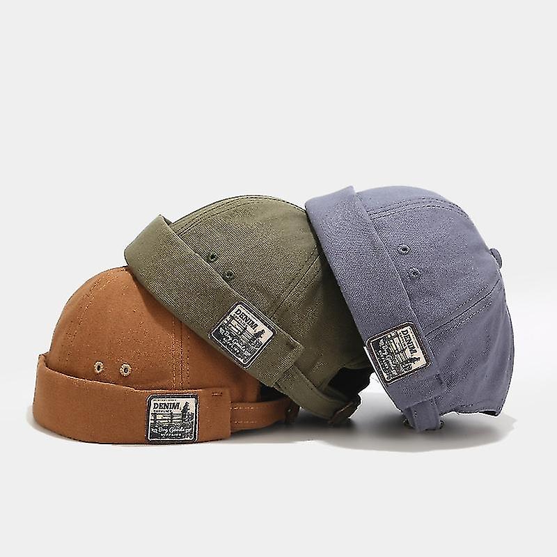 Vintage Docker Cap Brimless Hat Breathable Beanie Hats Cotton Retro ...