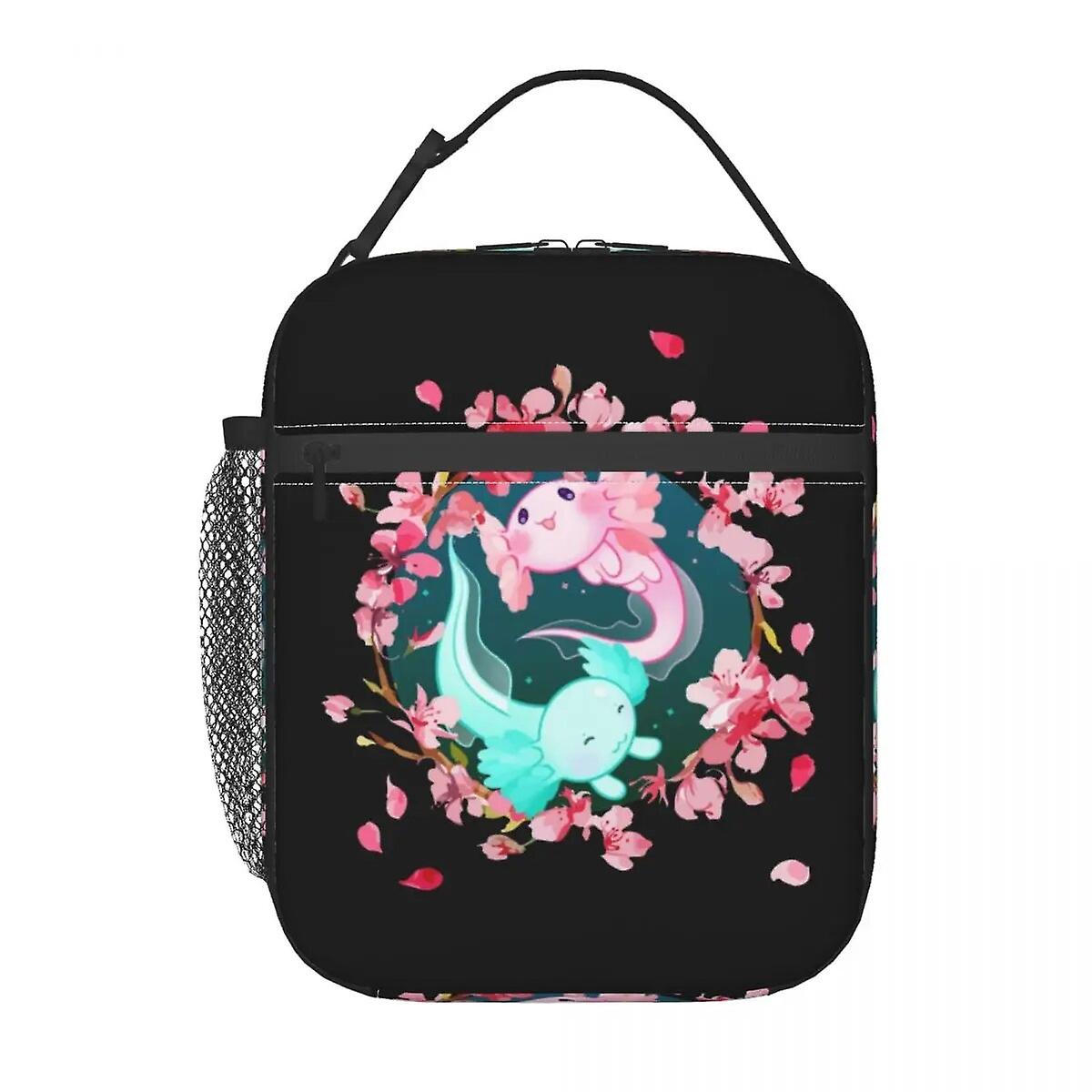 Axolotl Yin Yang Cherry Blossoms Insulated Lunch Bag Portable ...