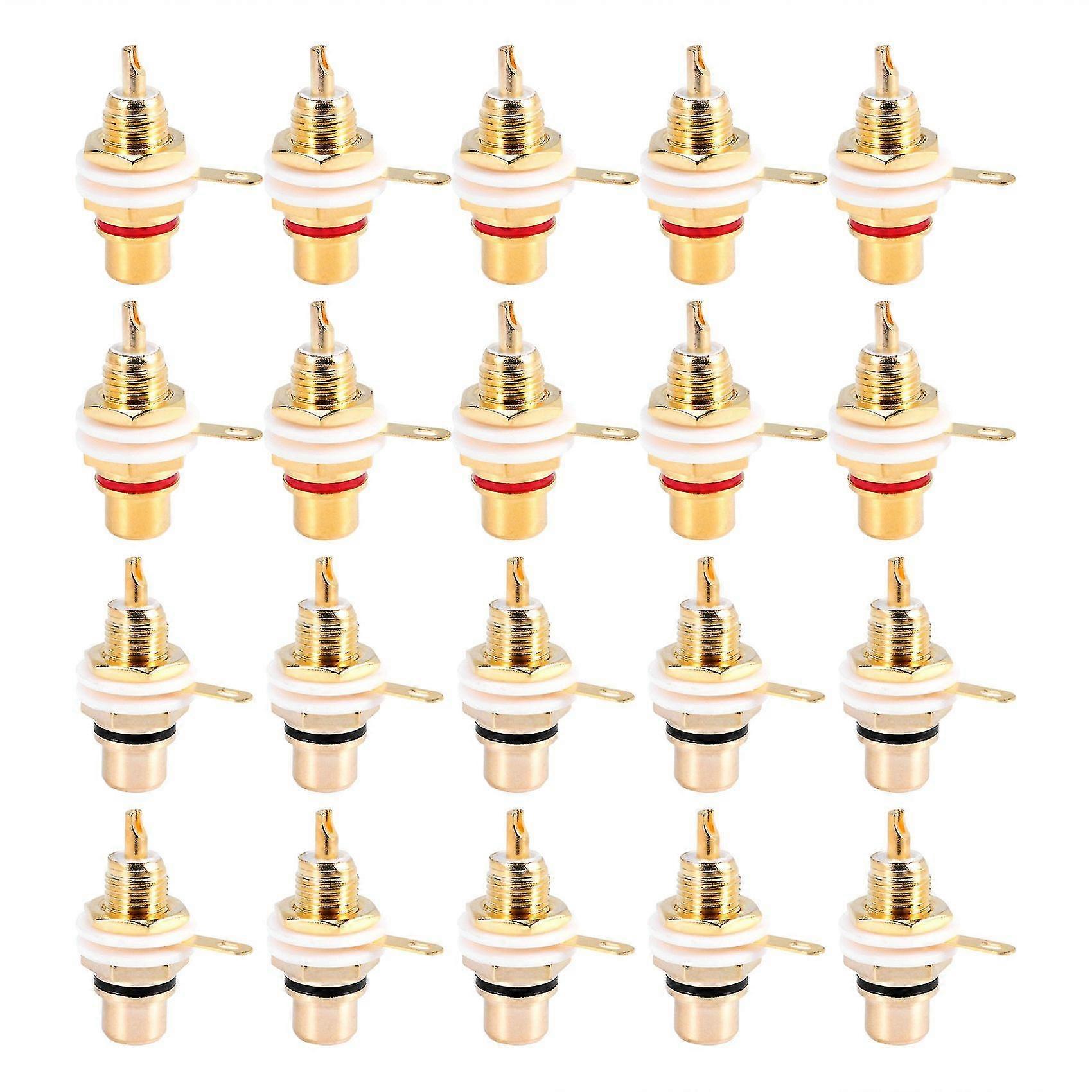 20Pcs Gold Plated RCA Terminal Jack Plug Compatible Amplifier Speaker ...