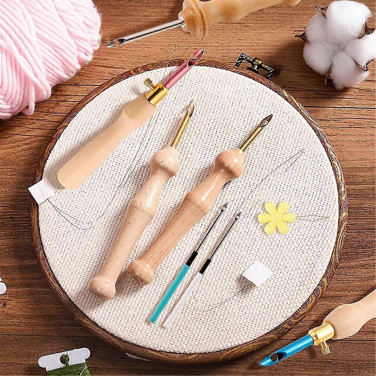 19 Piece Punch Needle Embroidery Kits, Adjustable Punch Needle Tool ...
