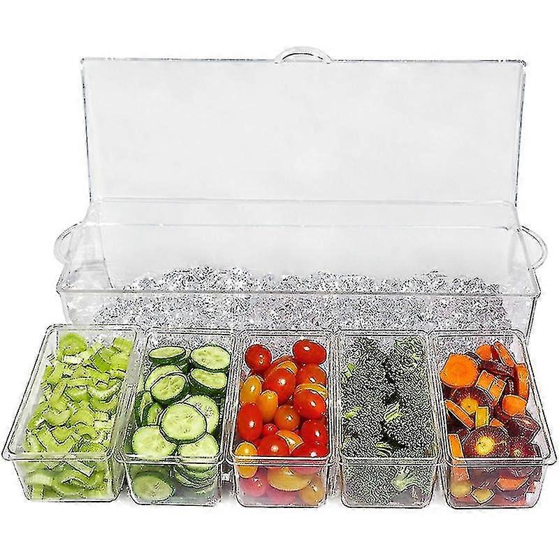 Ice Cold 5 Compartment Condiment Server Rack-service Tray Container ...