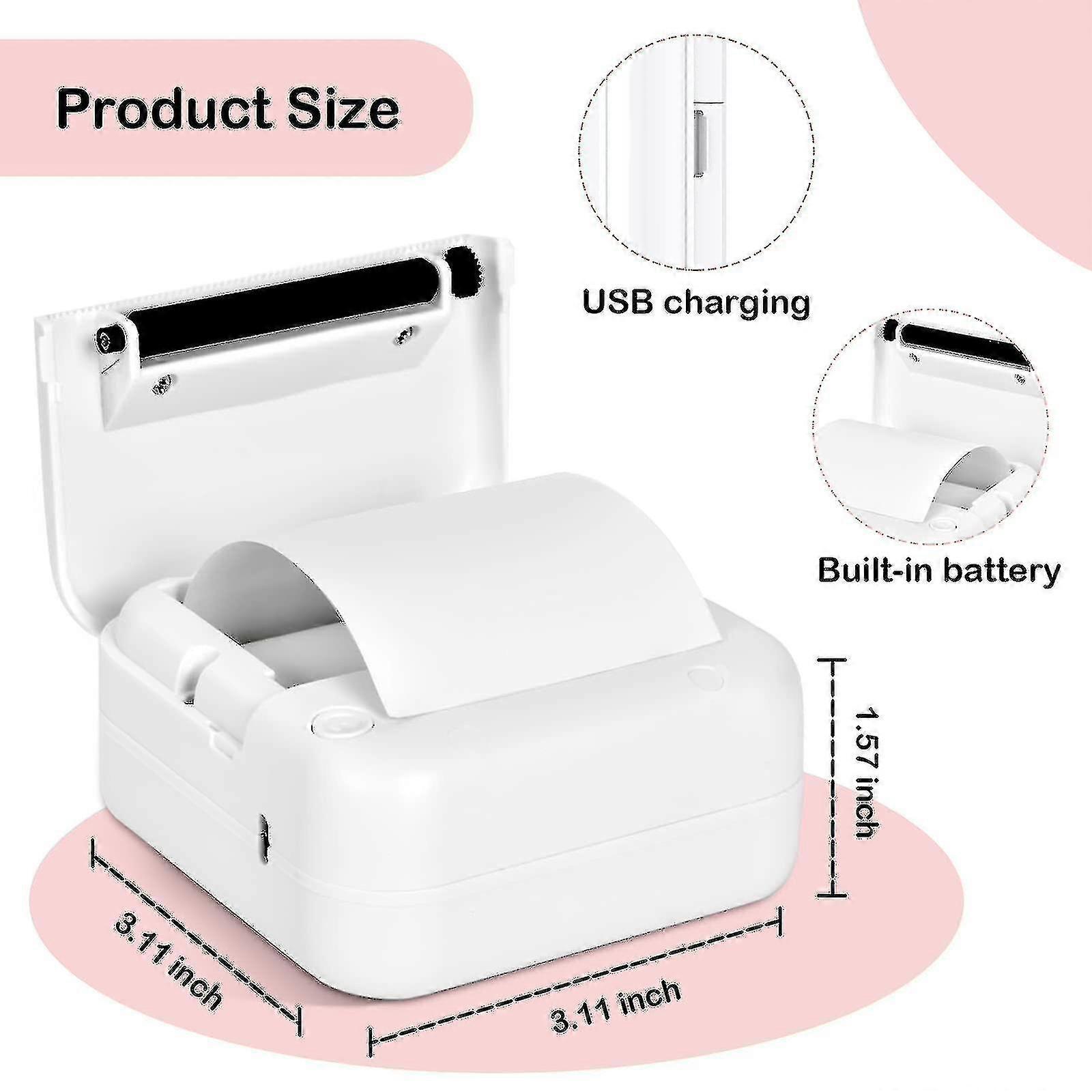 Mini Pocket Sticker Printer, Bluetooth Wireless Portable Mobile Printer ...