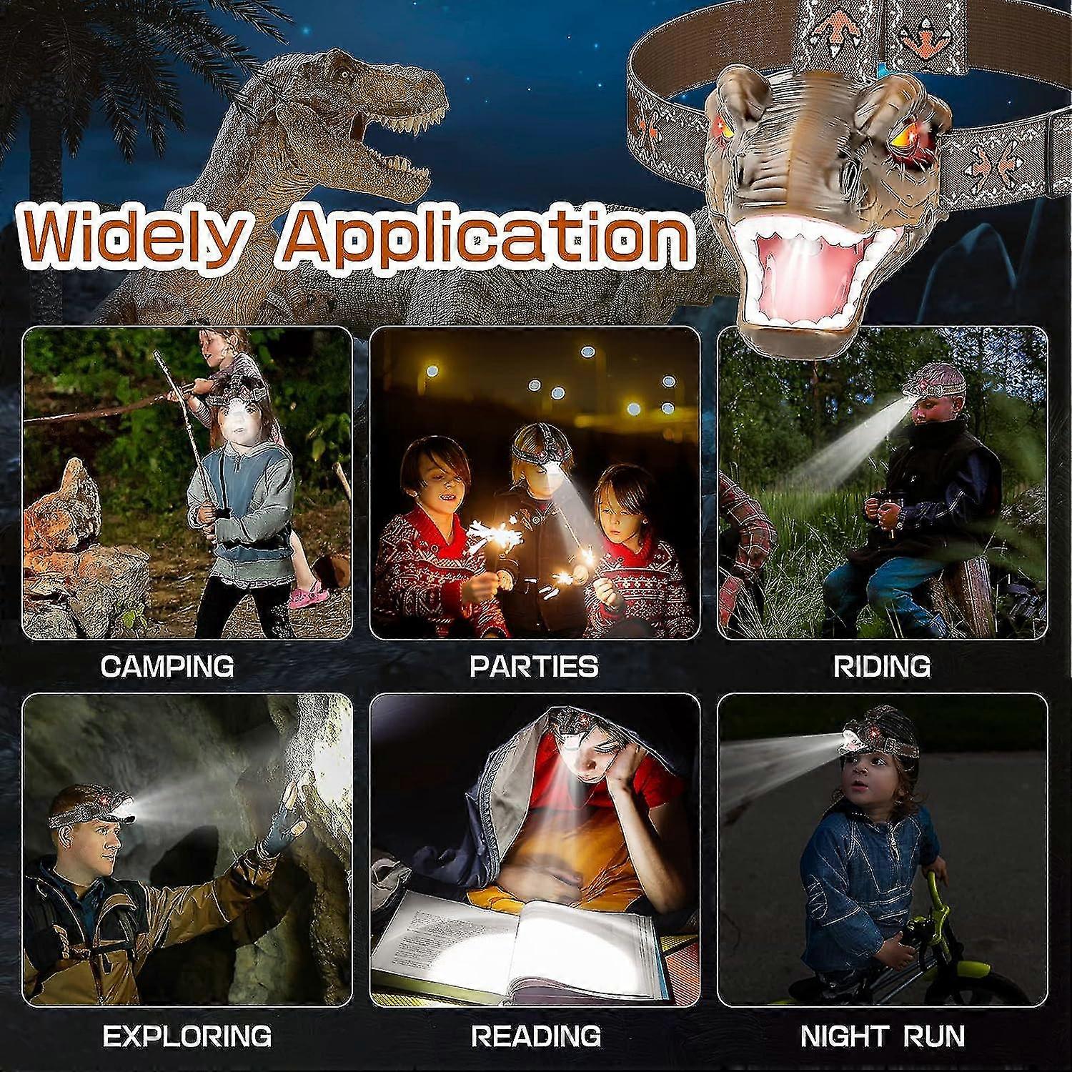 Dinosaur Head Torch For Kids Led Toys T-rex Headlamp Mini Portable ...