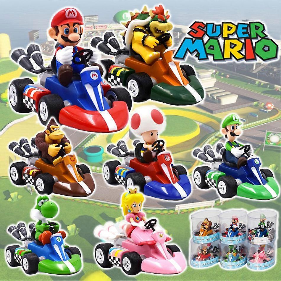 Mario Pull Back Car Anime Cartoon Mario Luigi Yoshi Princess Peach ...