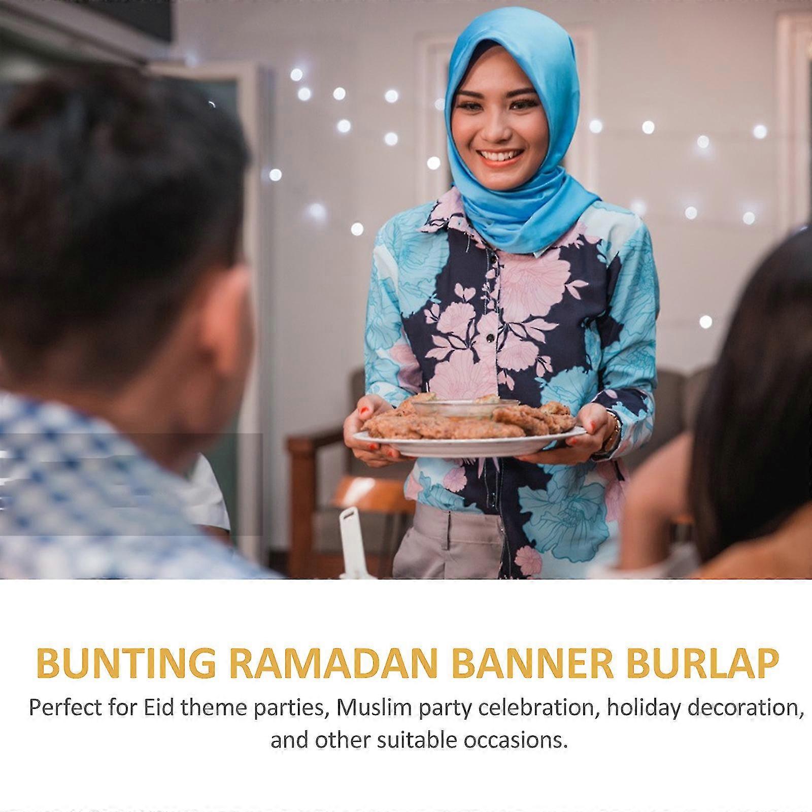 Muslim Ramadan Bunting Banner Eid Decorative Burlap Banner Linen ...